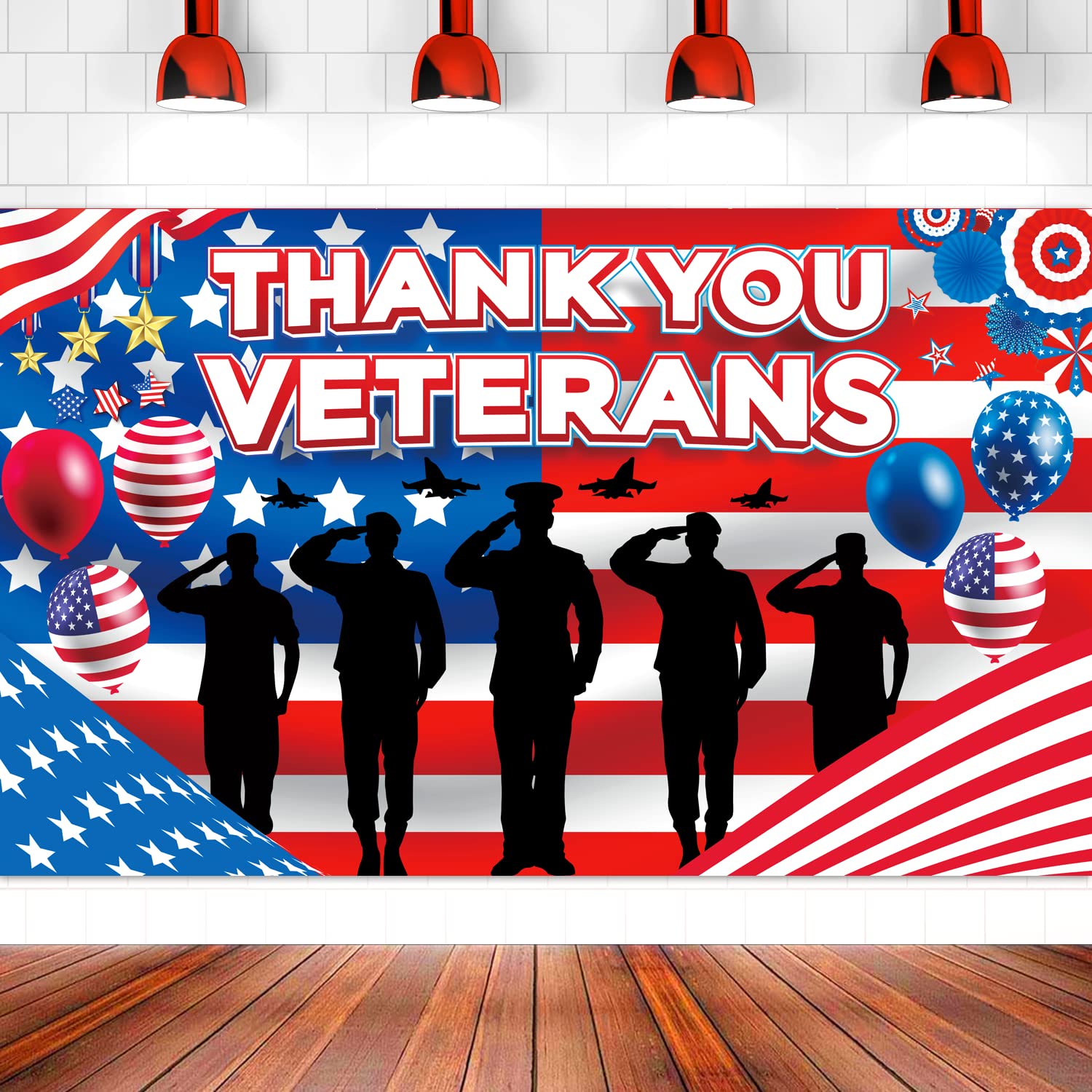 Large 71" X 43" Memorial Day Banner, Memorial Day Decorations, Memorial Day Decorations for Office, Thank You Veterans Banner Memorial Day 4th of July Veterans Day Patriotic Decorations tineit