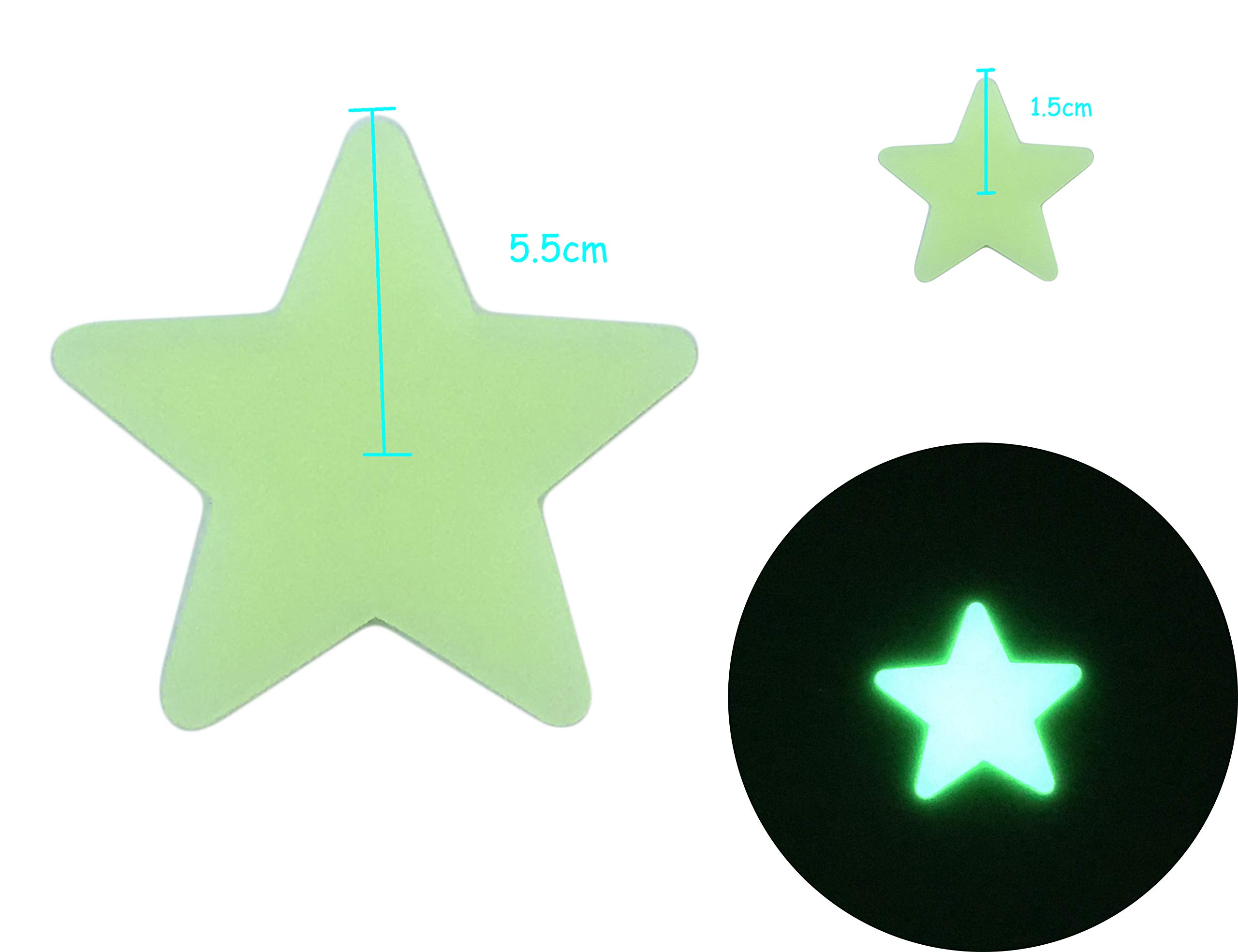 HoneyToys 200PCS 1.2" Luminous Stars Glow in The Dark Fluorescent Noctilucent Plastic Wall Stickers Decals for Home Ceiling Wall Bedroom (Yellow)