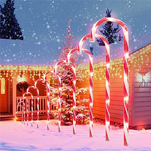 Christmas Candy Cane Lights,LED Christmas Candy Cane Lights, Fairy Landscape Lighting Outdoor Garden Pathway Yard Lawn, Lamp Home New Year Xmas Decoration 10pcs