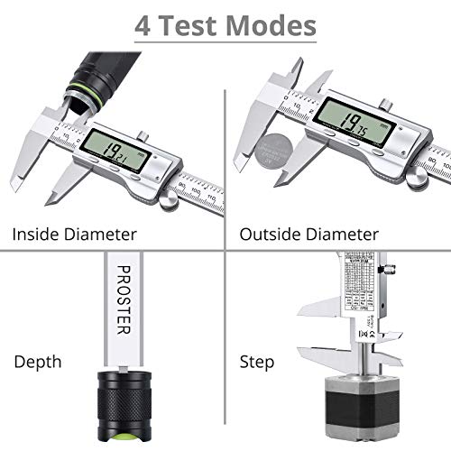 Proster Digital Vernier Caliper 8inch 200mm - Stainless Steel Electronic Caliper Fractions/Inch/Metric Caliper Measuring Tool for Length Width Depth Inner Diameter Outer Diameter