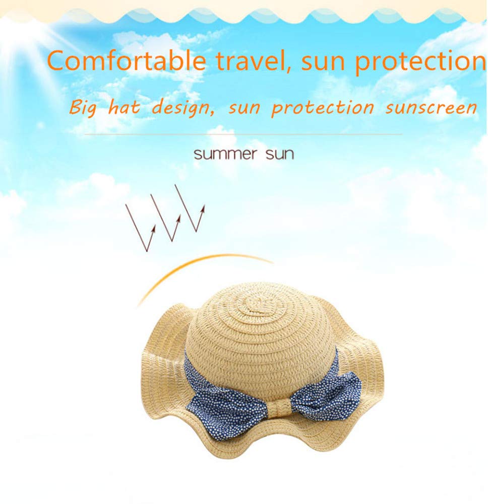 Spring/Summer Cotton Baby Girls 's Outdoor Bowknot Sun Hat/Beach Hat (18.5 in(47 cm)/6-12 Months, Straw hat)