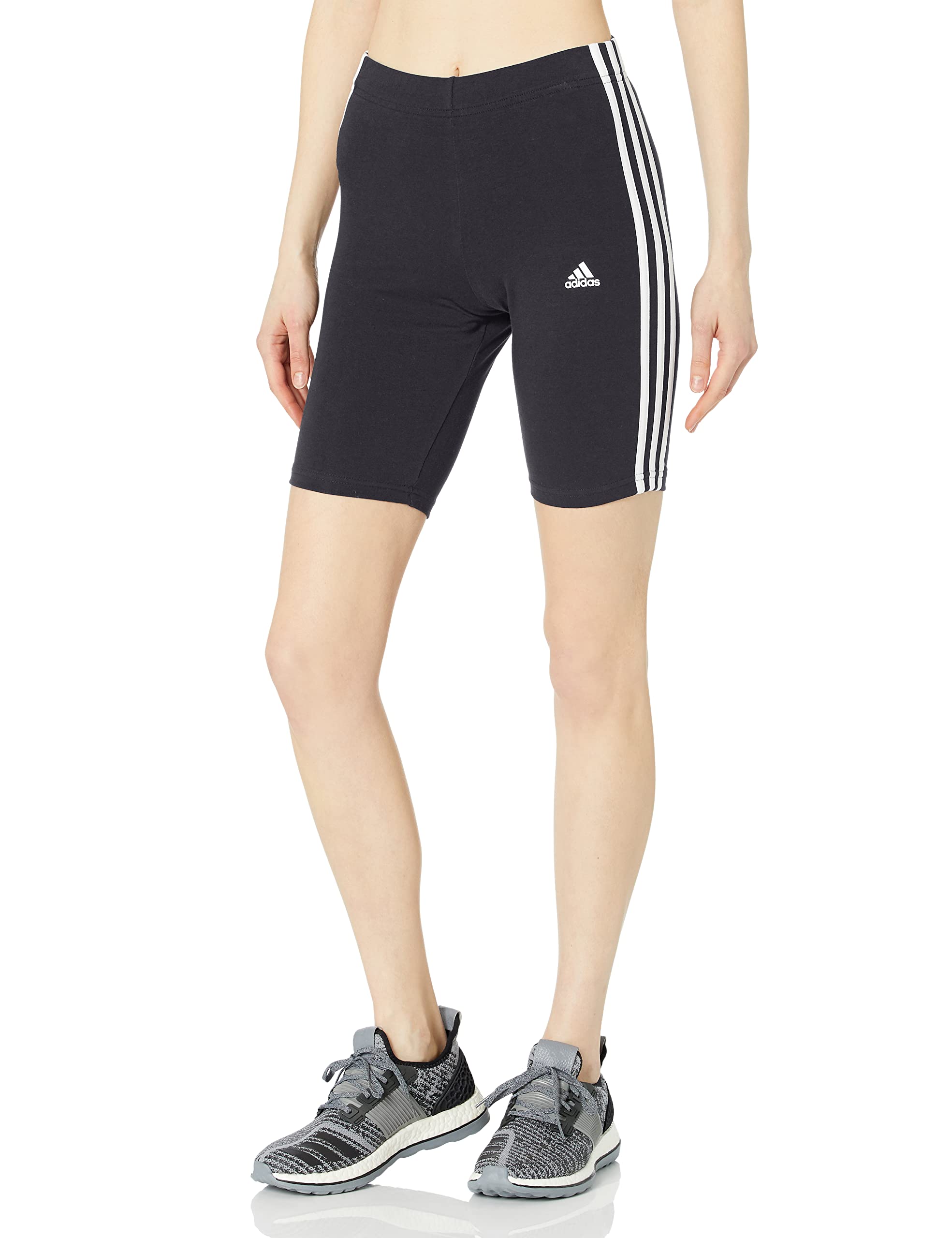 adidas Women's Essentials 3-Stripes Bike Shorts, Legend Ink/White, Small