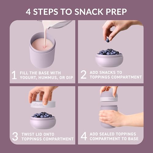Bentgo® Snack Cup - Reusable Snack Container with Leak-Proof Design, Toppings Compartment, and Dual-Sealing Lid, Portable & Lightweight for Work, Travel, Gym - Dishwasher Safe (Orchid)