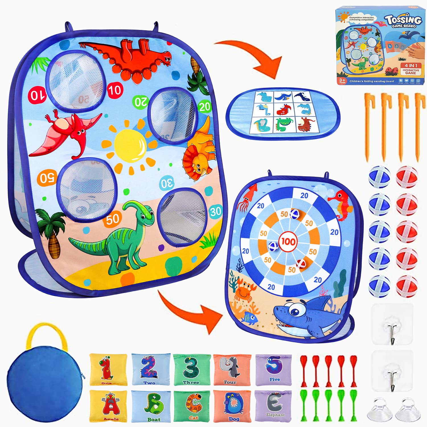Fentin Bean Bag Toss Game for Kids Cornhole Game Set Outdoor Toys for Kids Ages 4-8 3-5 Toddler Toys Age 2-4 1-3 Corn Set Sports & Outdoor Play Toys for 2 + 3+ 4 5 6 Year Old Boy Birthday Gift(Blue)