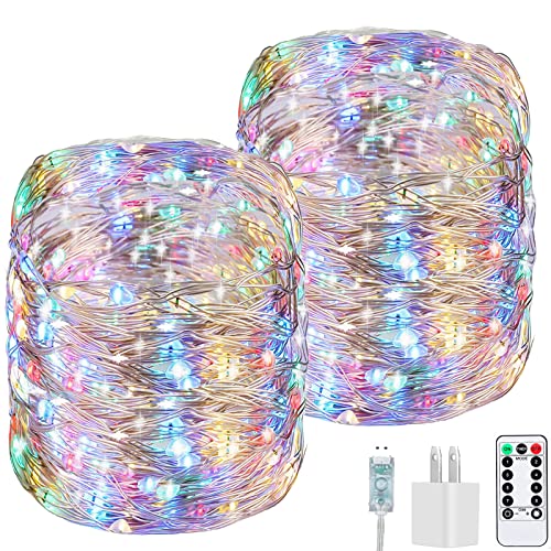 Christmas Lights,USB 8 Modes Remote LED String Lights, Fairy Light Outdoor, for Patio Garden Home Christmas Tree Wedding Decoration(2 Pack 5M)