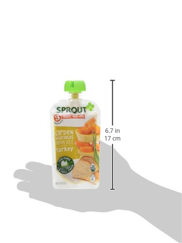 Sprout Organic Baby Food, Stage 3 Pouches, Garden Vegetables with Free-Range Turkey, 4 Oz Purees (Pack of 6)