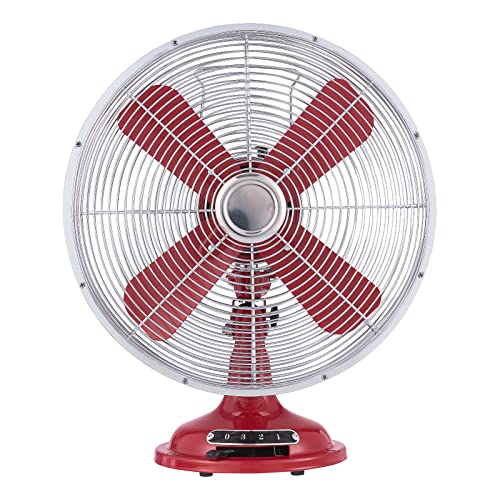 DCLINA Better Homes & Gardens 12'' Retro 3-Speed Metal Table Fan, Black (red)