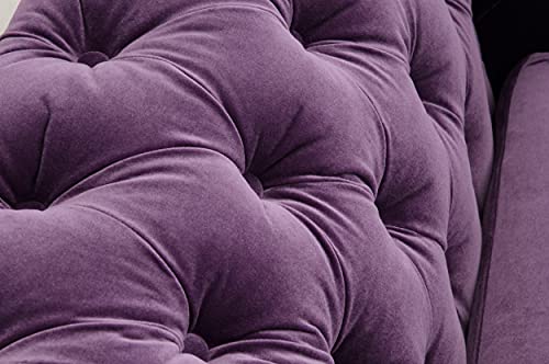 Iconic Home Modern Contemporary Tufted Velvet Down-Mix Cushons Acrylic Leg Sofa, Purple