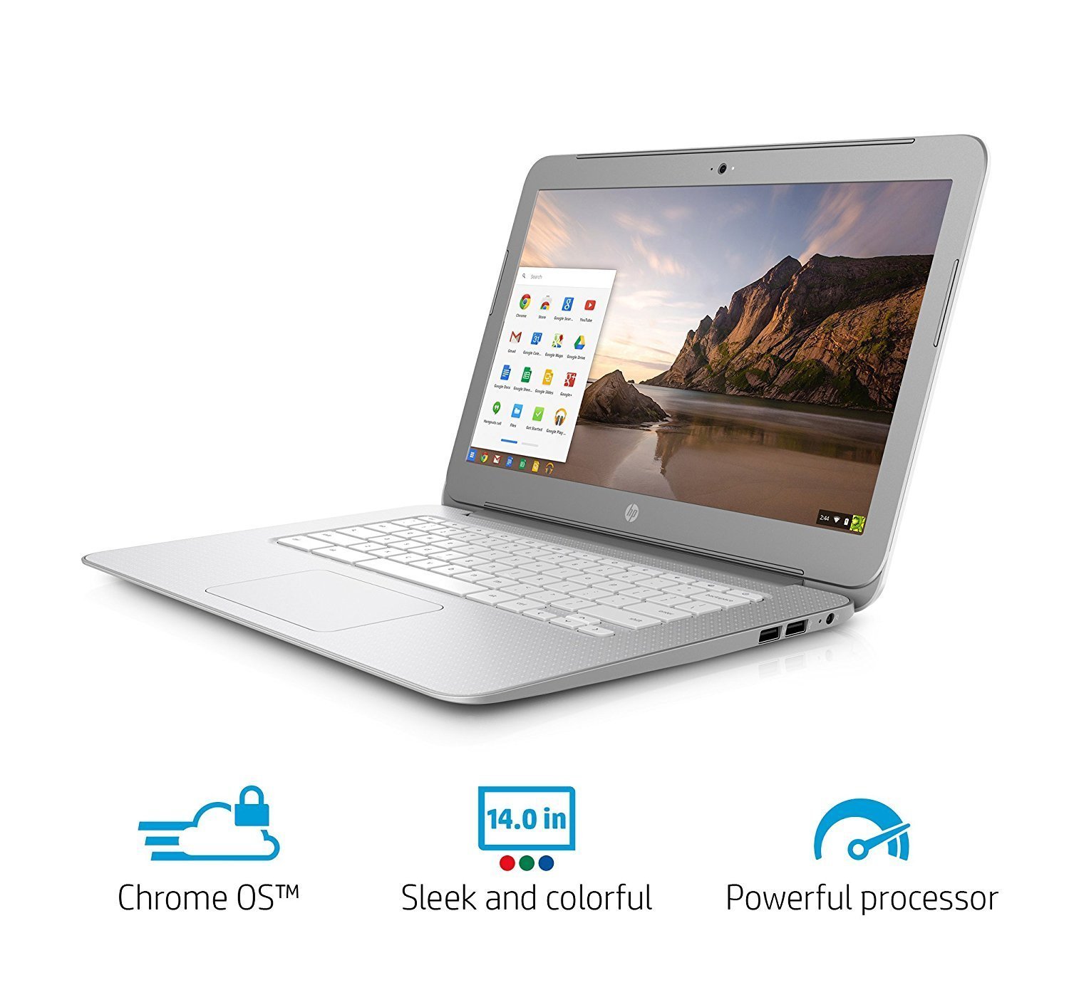 HP Newest 14-inch Chromebook HD SVA (1366 x 768) Display, Intel Dual Core Celeron N2840 2.16GHz, 4GB DD3L RAM, 16GB eMMc Hard Drive, Bluetooth, HDMI, Stereo Speakers, HD Webcam, Google Chrome OS
