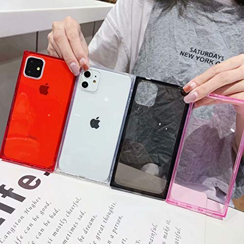 Tzomsze iPhone 11 Square Case Transparent, iPhone 11 Clear Case Reinforced Corners TPU Cushion,Crystal Clear Slim Cover Shock Absorption TPU Silicone Shell for iPhone 11 6.1 inch (2019)-Pink
