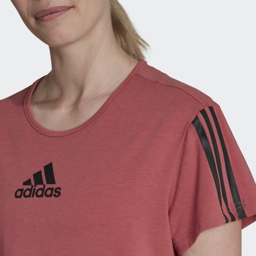 adidas Women's AEROREADY Cotton-Touch Cropped Sport Tee, Wonder Red, Large
