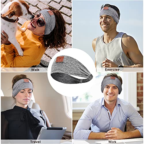 BULYPAZY 2pcs Sleep Headphones Bluetooth Headband, Wireless Headphones with Ultra-Thin Speakers Perfect for Side Sleepers, Insomniac, Sleeping, Nap, Travel, Meditation(Black&Grey)