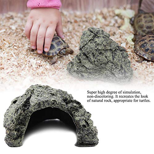 TOPINCN Fish Hiding Cave Aquarium Non-Toxic High Simulation Crawling Turtle Reptile Basking Hide Habitat Tank Decoration Ornament(Small)