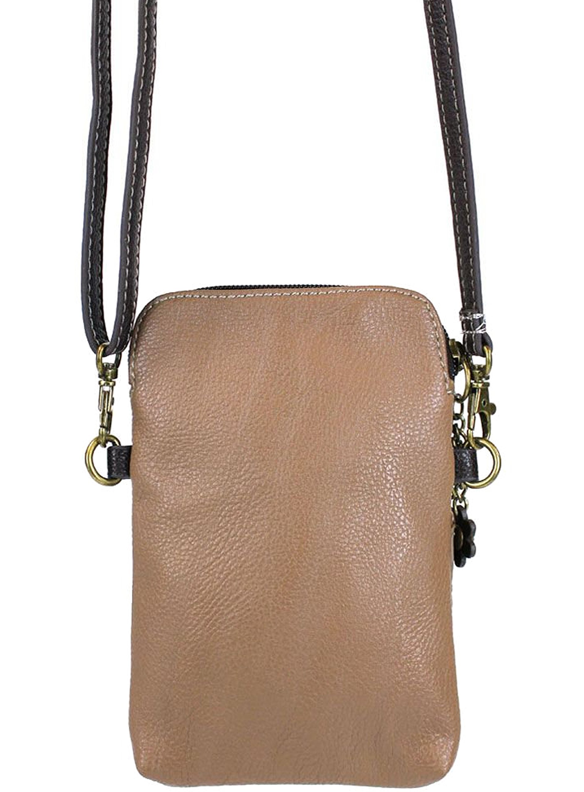 Chala Cat Cellphone Crossbody Handbag - Convertable Strap, Cat Lovers Gift (Brown)