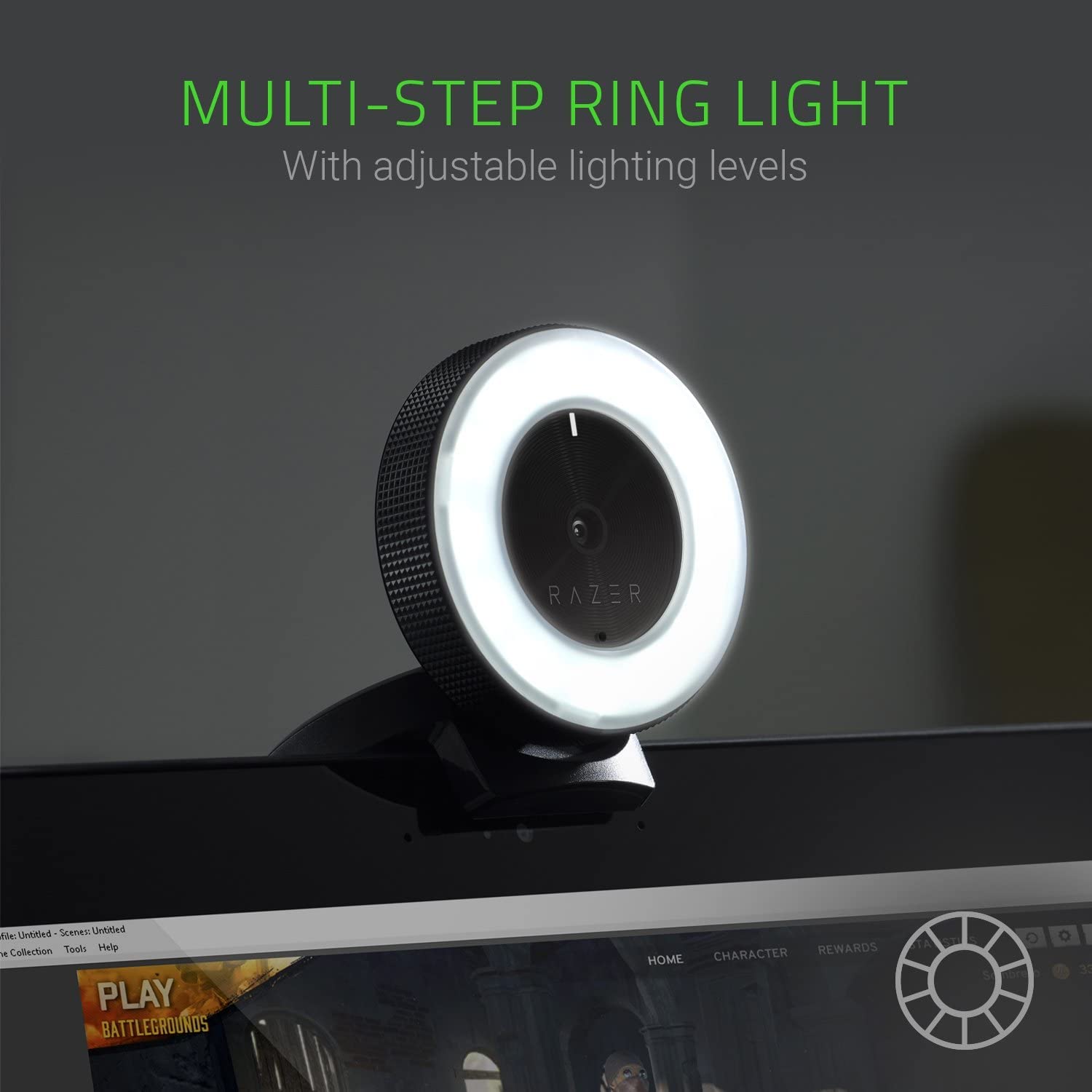 Razer Kiyo: Full HD 1080p 30FPS/720p 60FPS Computer Camera - Built-in Adjustable LED Ring Light Webcam - Advanced Autofocus - Streaming Web Camera for Gaming, Compatible with Windows and Mac (Renewed)