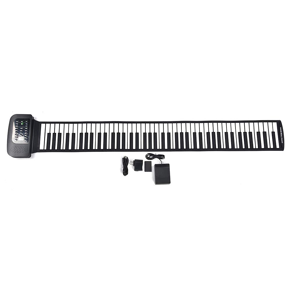 88 Keys Roll Up Piano, Soft Silicone Electronic Music Folding Piano Keyboard, 140 Tones and 128 Rhythms, Built in Stereo Loudspeaker, for Kids and Adults