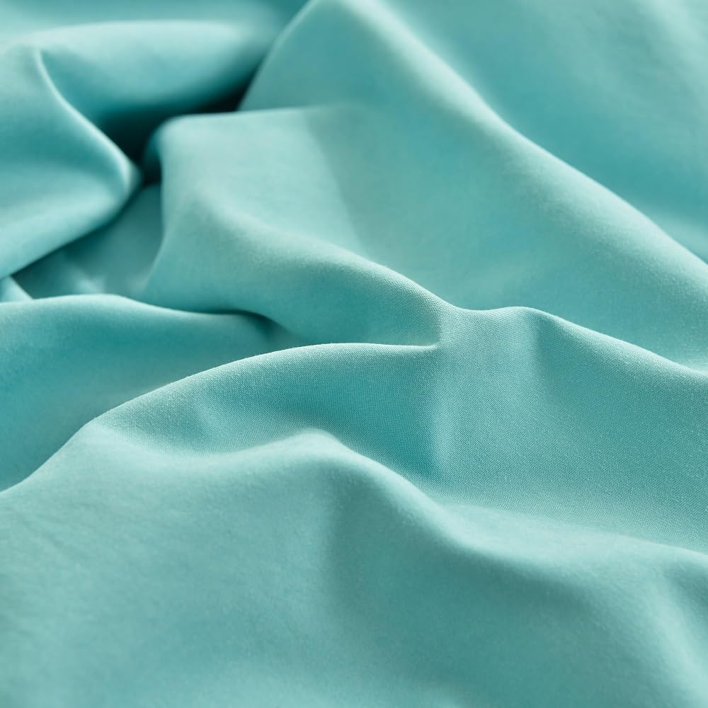 TazmKezm Light Blue Duvet Cover Set 100% Washed Cotton Duvet Cover Queen Size(90x90 Inch),3 Pieces Luxury Soft Bedding Set with Zipper Closure.Solid Color Pattern Duvet Cover