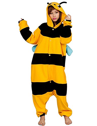 FashionFits Unisex Adult Cosplay Bee Animal Pajama Costume 1-Piece Halloween S