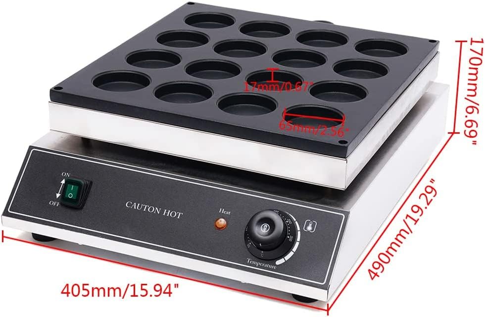 Commercial Nonstick Electric Red Bean Cake Baker Waffle Maker Machine, Stainless Steel Temperature and Time Control Electric Waffle Iron Baker for for Restaurant Cafe Tea Shop