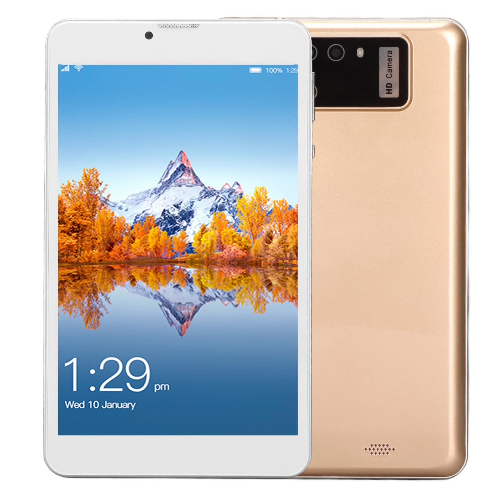 7 Inch Tablet, 32GB Tablet Gold Color 4GB 32GB 100‑240V for Music (US Plug)