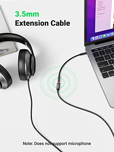 UGREEN Headphone Extension Cable Nylon Braided Male to Female 3.5mm Extension Cable Lossless Multi Shielded Aux Jack Extender Gold Plated Cord Compatible with iPhone iPad Tablets Media Players, 3FT