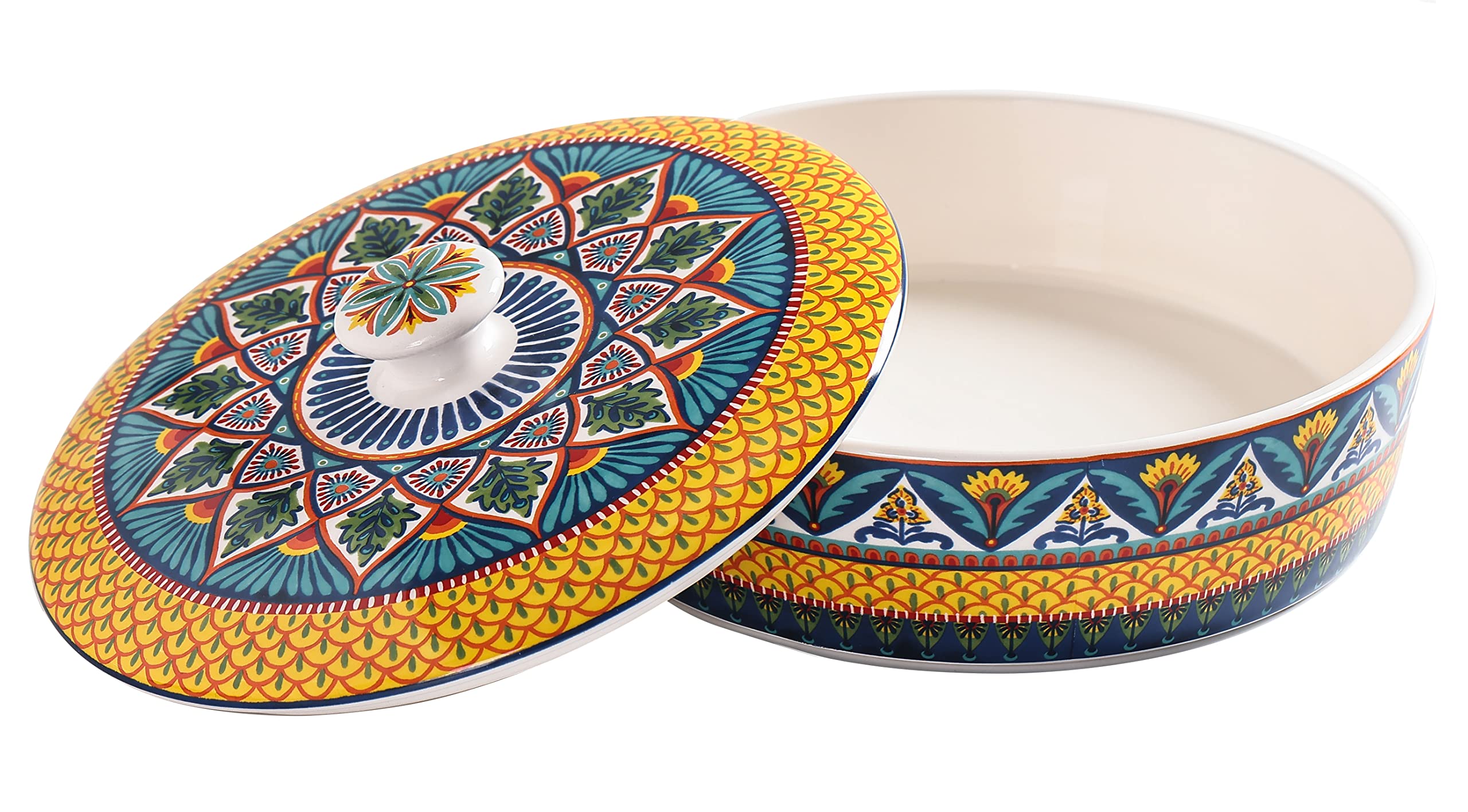 Bico Havana Ceramic 8.8 inch Tortilla Warmer, Tortilla Server with Lid, Taco Holder for Mexican Fiesta Party, Taco Tuesday, Microwave and Dishwasher Safe
