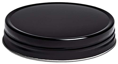 AllSpice Rust-Proof Wide Mouth Aluminum Metal Mason Jar Lids Leak-Proof 12-Pack (Black)
