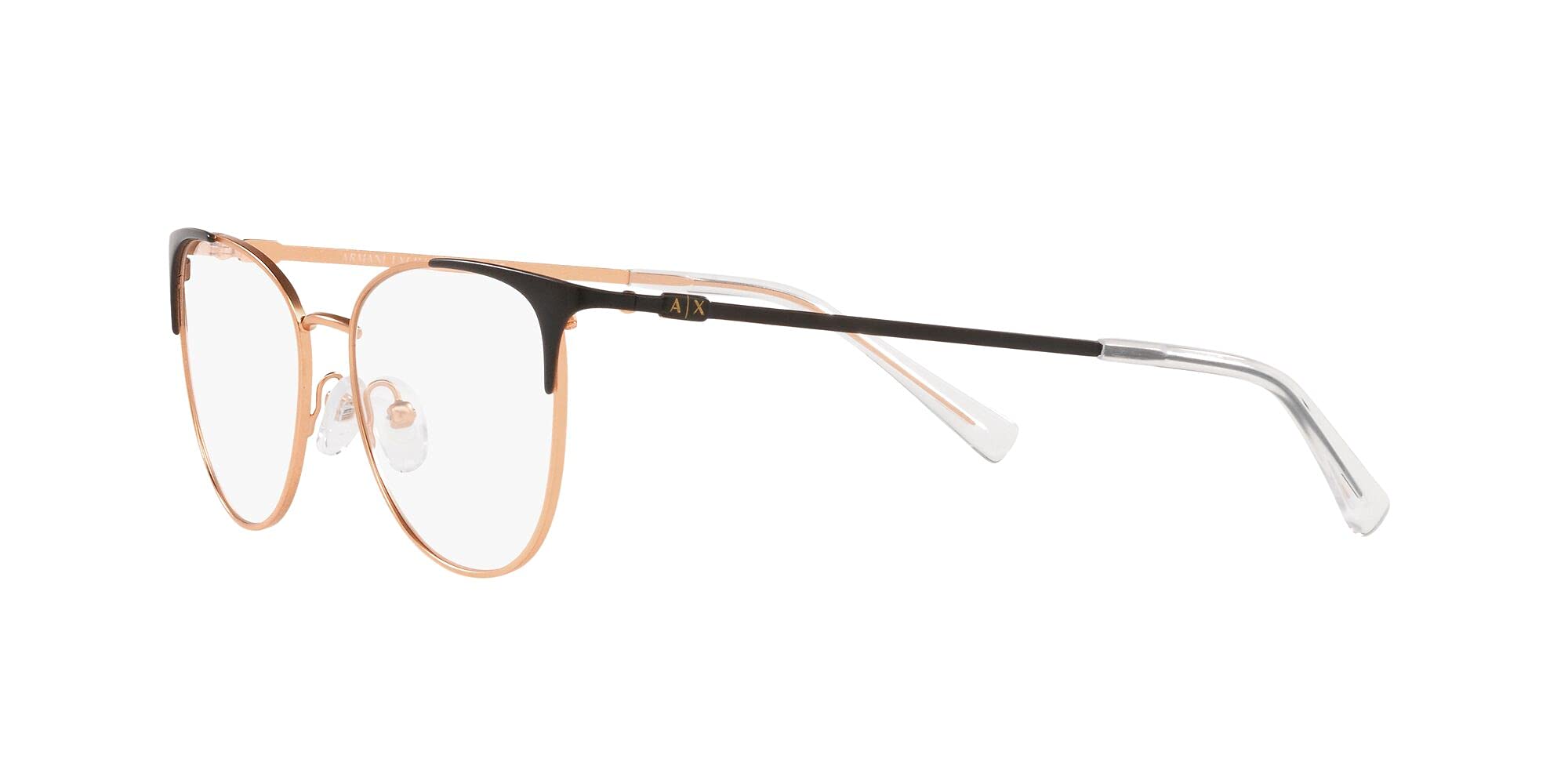 A|X ARMANI EXCHANGE Women's AX1034 Cat Eye Prescription Eyewear Frames, Matte Rose Gold/Black/Demo Lens, 52 mm
