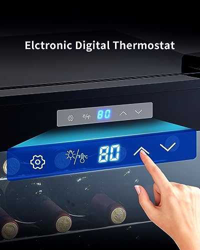 BODEGACOOLER 28 Bottle Compressor Wine Cooler Refrigerator, Mini Fridge with 41-64.4°F Digital Temperature Control Glass Door,Small Freestanding Wine Refrigerator for Red, White and Champagne