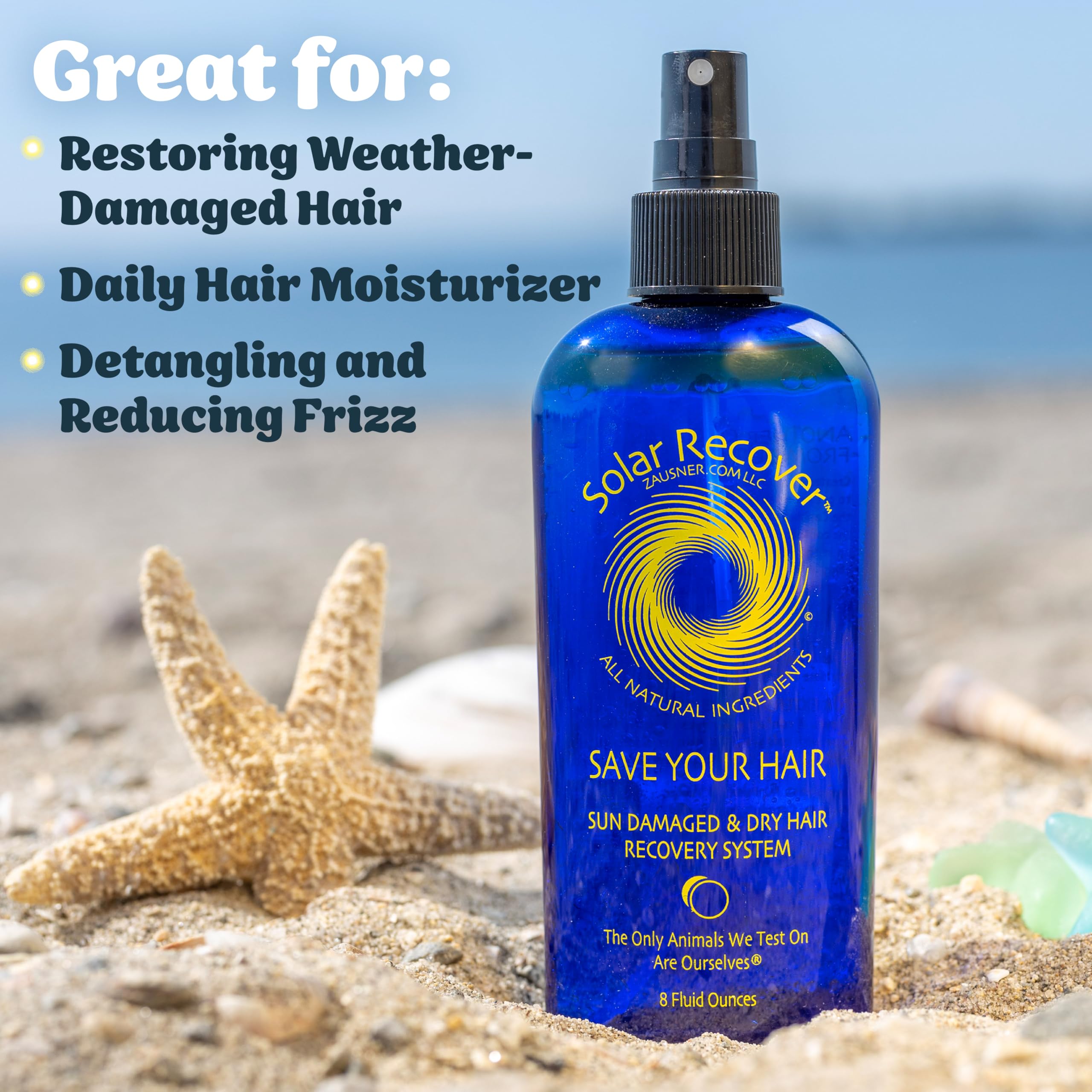 Solar Recover All Natural Hair Leave-In Conditioner and Detangler Spray (2 pack) - Hydrating and Moisturizing for Sun Damaged Hair - Lavender Scent