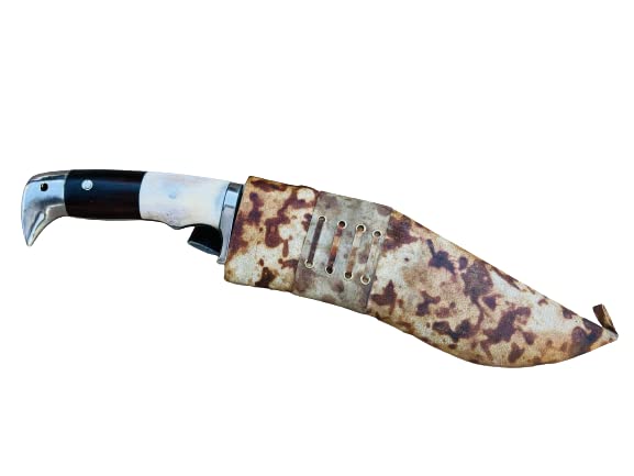 Gurkha Dragon American Eagle Kukri Knife Overall 13 IN With Blocker Full Tang 8.5 IN Fixed Blade Kukri - Bone Handle Included Leather Sheath 2 Utility Knives - Handmade In Nepal