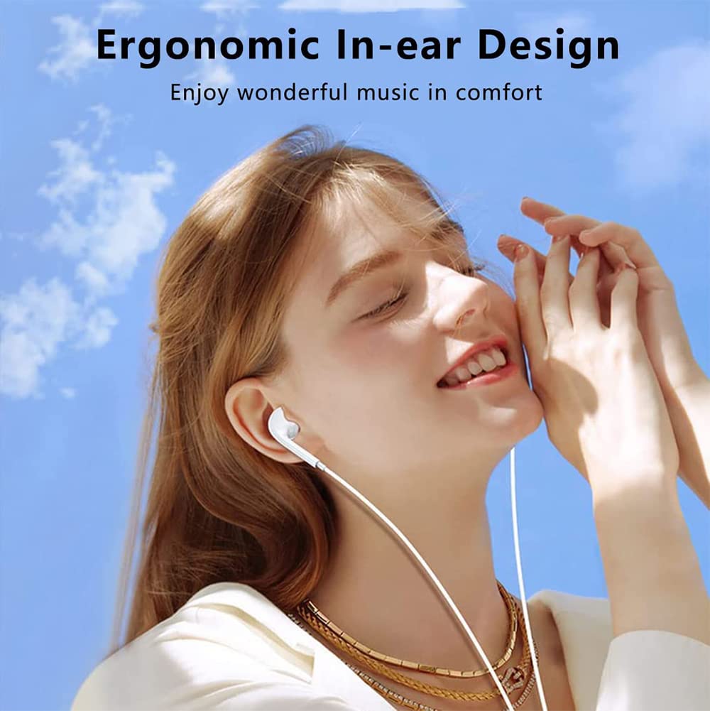 Apple Earbuds Headphone with Lightning Connector【Apple MFi Certified】 in-Ear Noise Cancelling Wired Earbuds Compatible with iPhone 14/13/12/11/XR/XS/8/7 -Support All iOS(Built-in Microphone & Volume)