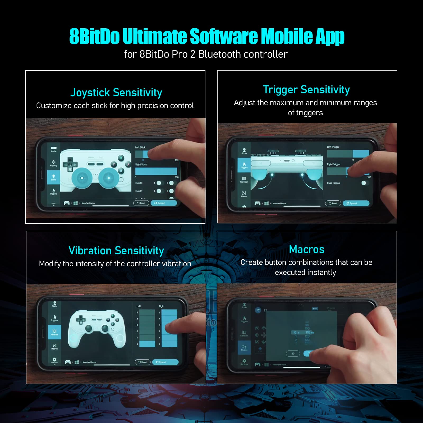 8Bitdo Pro 2 Wireless Bluetooth Game Controller for Nintendo Switch, macOS, Android, Steam, PC, Raspberry Pi (Black Edition)