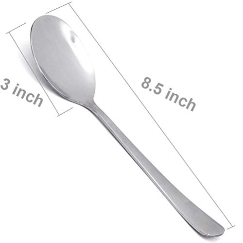 Hometeq (2 Pack) 8.5" Stainless Steel Flatware Serving Spoons for Buffet, Banquet, Party, Holiday Dinners Serving Spoon Set
