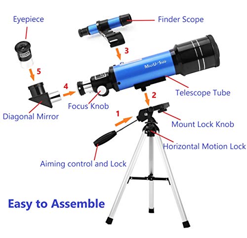MaxUSee 70mm Refractor Telescope + 8X21 Compact HD Binoculars for Kids and Astronomy Beginners, Travel Telescope for Moon Stars Viewing Bird Watching Sightseeing