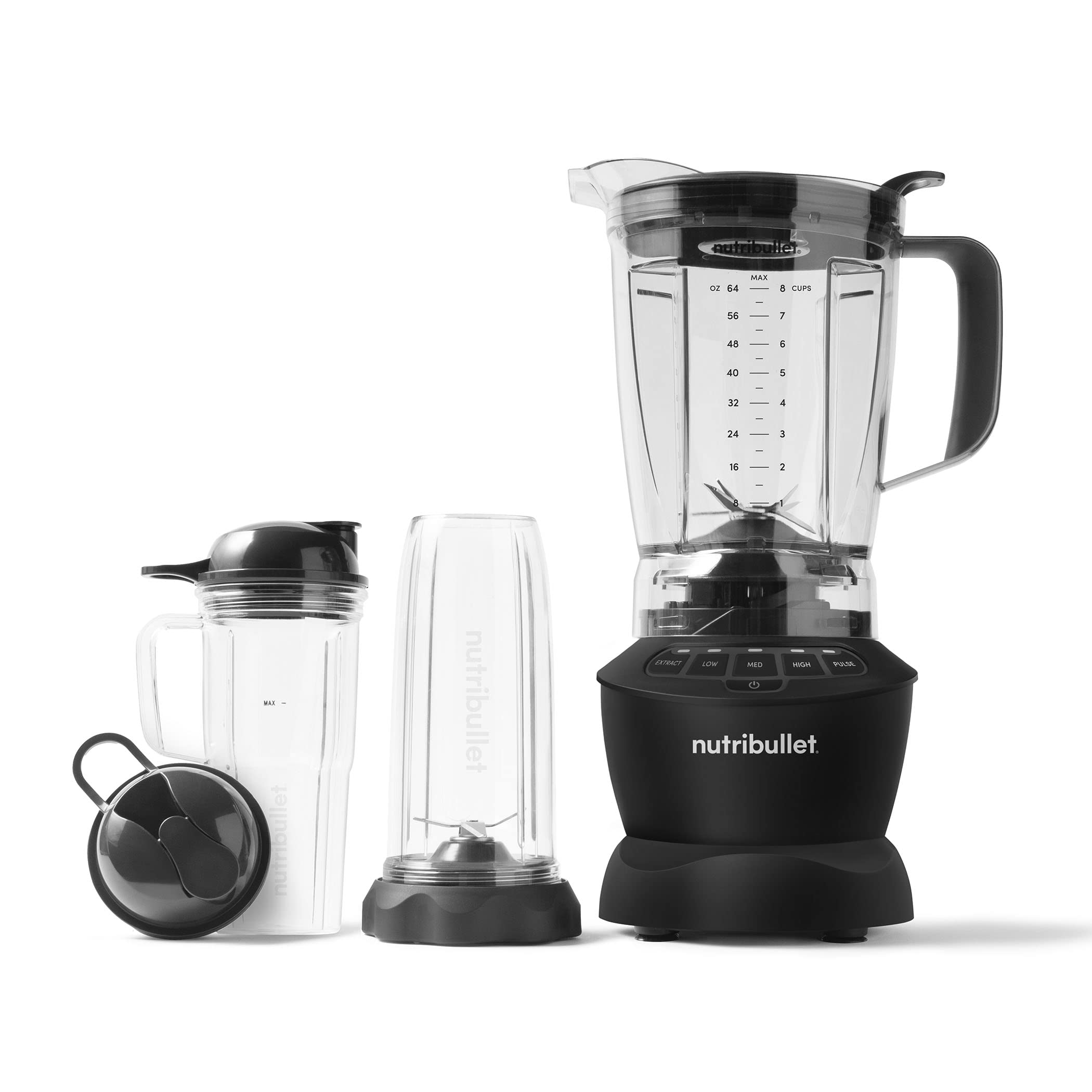 nutribullet Full-Size Blender Combo 1200W –Matte Black & 24 oz Travel Cup with To-Go Lid, Clear/Black,1 Count (Pack of 1)