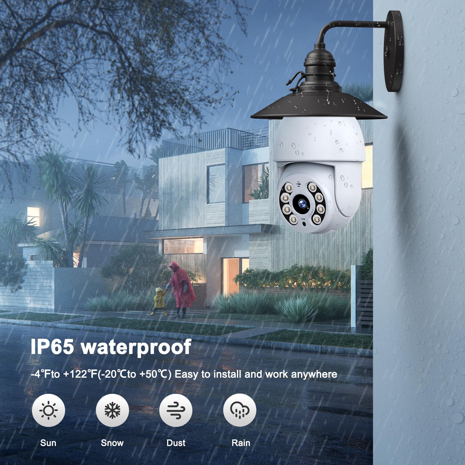 4MP Light Bulb Security Camera, 360° 2K Security Cameras Wireless 2.4GHz Outdoor/Indoor with Color Night Vision, Motion Detection, Audible Alarm, Auto Motion Tracking, SD&Cloud Storage with Alexa