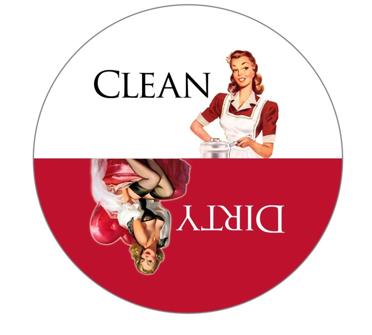Aloha Girls Gifts Big 3.5â Dirty Clean Dishwasher Magnet Ends Common Kitchen Problem. Adheres to Any Surface. Red and White.