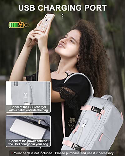 bergsalz Travel Backpack Essentials For Women Men Grey Airline Approved Personal Item Travel Bag Carry On Bag Gym Waterproof Backpack Purse College Laptop Bag