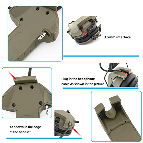 TSVISIONCORE Microphone & PTT for Walker's Razor Noise Cancelling Headphones Airsoft(Tan)