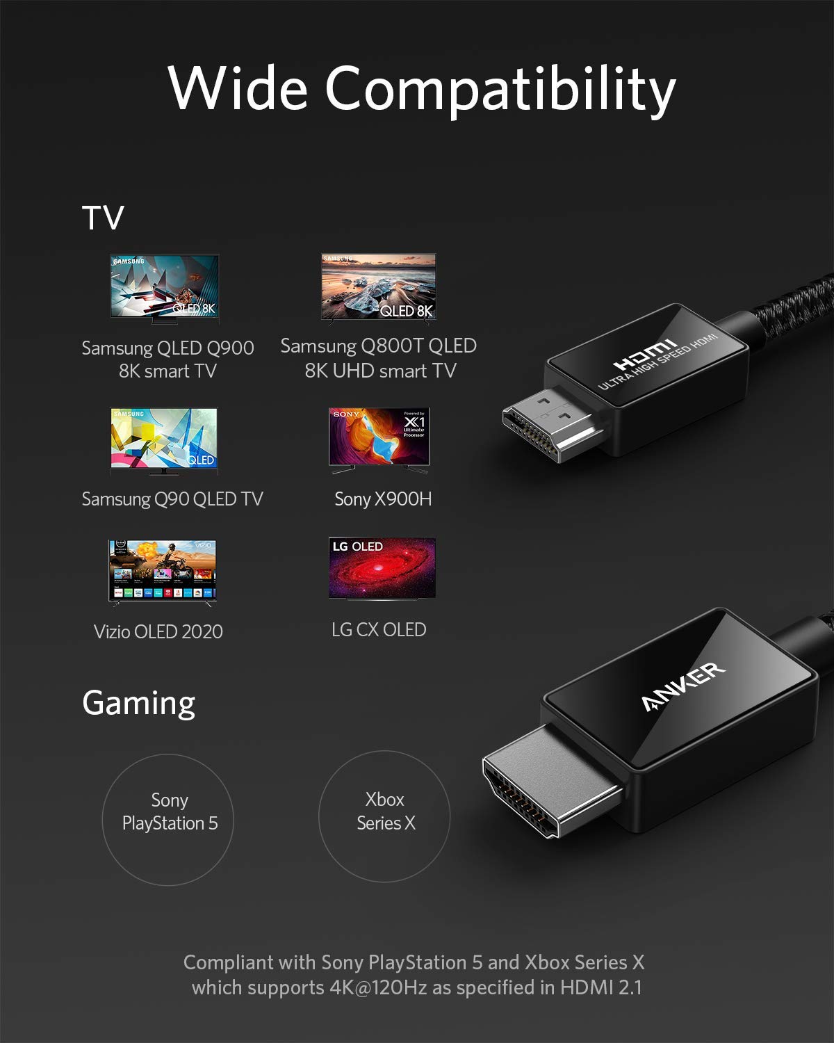 Anker USB C Hub for iPad, 541 USB-C Hub (6-in-1) with 4K HDMI Port, Multi-Function USB-C Port, USB-A Data Port (Silver) 8K@60Hz HDMI Cable