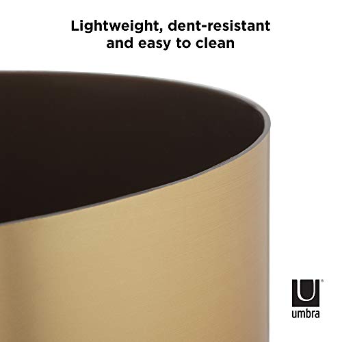 Umbra Metalla Trash Can, 4.5 Gallon (17L) Capacity, Matte-Brass Color