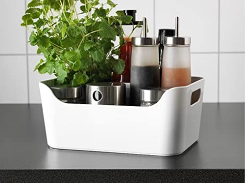 IKEA 301.550.19 VARIERA Convenient Kitchen Open Storage Box, High Gloss White, Easy to Carry and Take Out of Your Kitchen Drawers or Shelves Since it Has Two Grip-friendly Handles