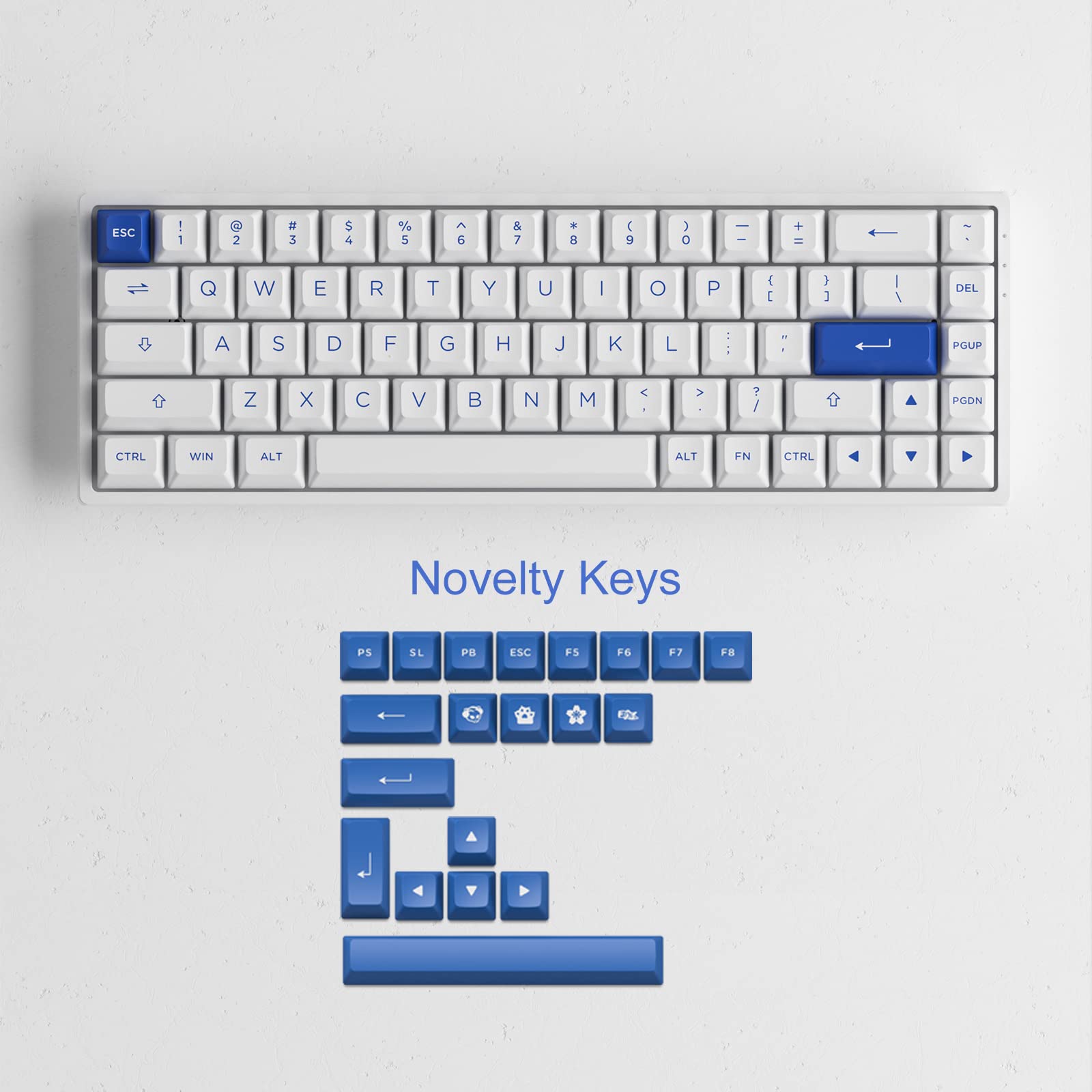 Akko Blue on White 3068B Plus Hot-swappable Mechanical Gaming Keyboard with PBT Keycaps, 2.4G Wireless/Bluetooth/Wired 65 Percent 68-Key RGB White Keyboard, Compatible with Mac & Win Jelly Pink