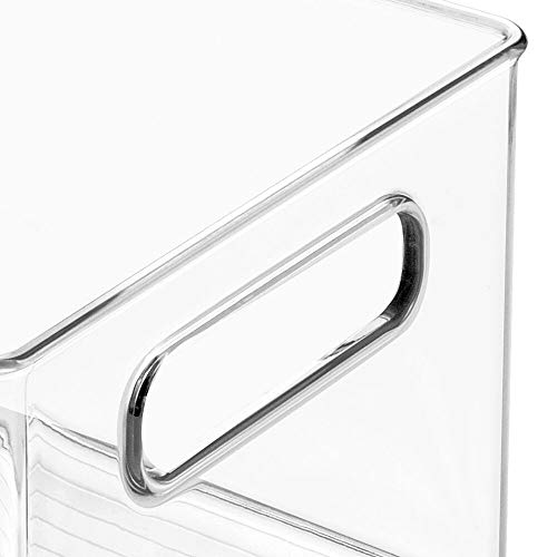 mDesign Deep Plastic Storage Organizer Container Bin, Bath and Shower Organization for Cabinet, Cupboard, Shelves, Counter, or Closet - Holds Shampoo, Vitamins, Ligne Collection, 4 Pack, Clear