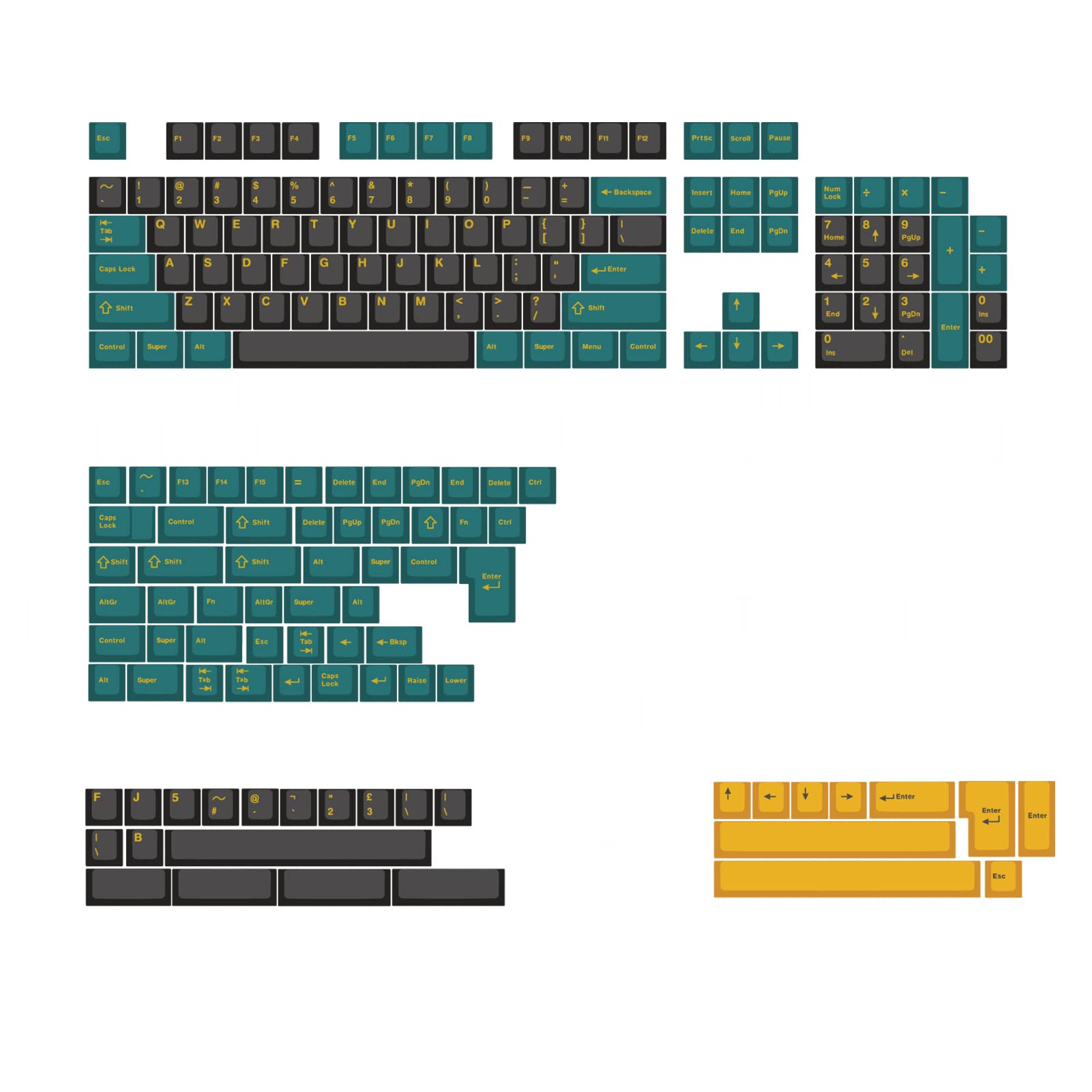 Akko Keycaps MARRS Green 184-key Cherry Profile ABS Double-Shot Keycaps Set for Mechanical Gaming Keyboard with ISO modifiers