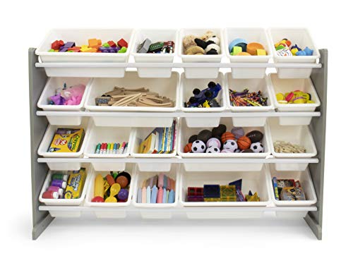 Humble Crew Extra-Large Kid's Toy Organizer, 20 Storage Bins, Universal, Grey/White