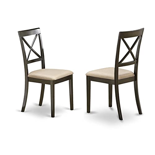 East-West Furniture ANBO5-CAP-C Wooden Dining Table Set- 4 Amazing Dining Room Chairs with Linen Fabric seat and A Mid Century Dining Table (Cappuccino Finish)