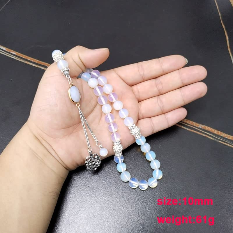 ALBASHAN opal stone silver accessories Women's Tasbih 33 66 99 100 beads Muslim Misbaha Girl's Bracelet Islam Rosary (8mm*99beads)