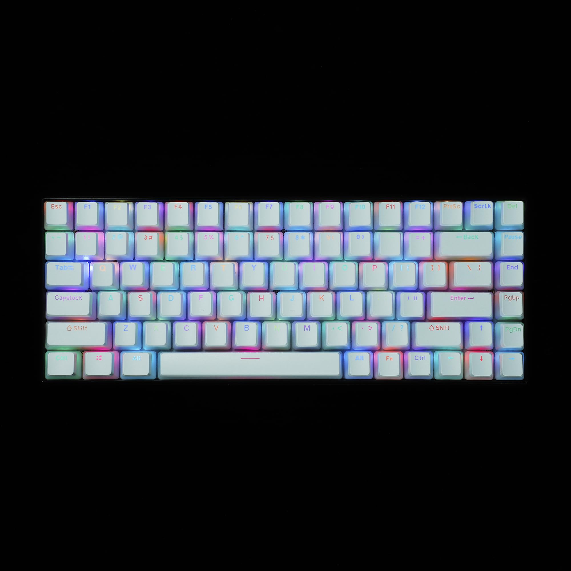 YMDK 128 ANSI ISO OEM Profile PBT Doubleshot Shine Through Pudding Keycaps White Sealed Legend for MX Mechanical Keyboard 61 68 87 104